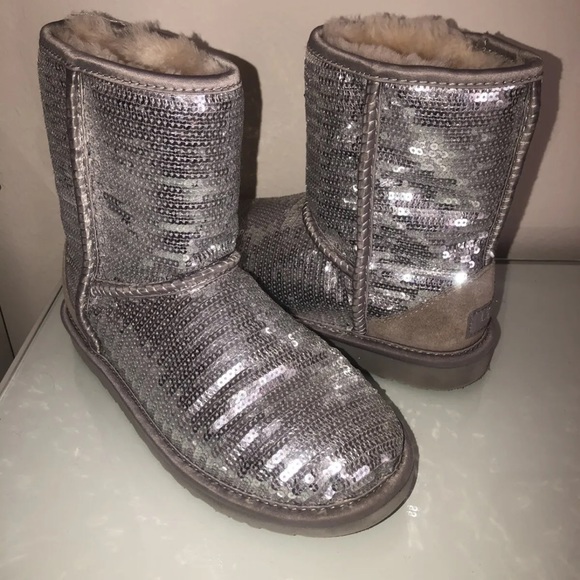 UGG | Shoes | Ugg Classic Short Cosmos Girls Sequin Boots 3 Youth | Poshmark
